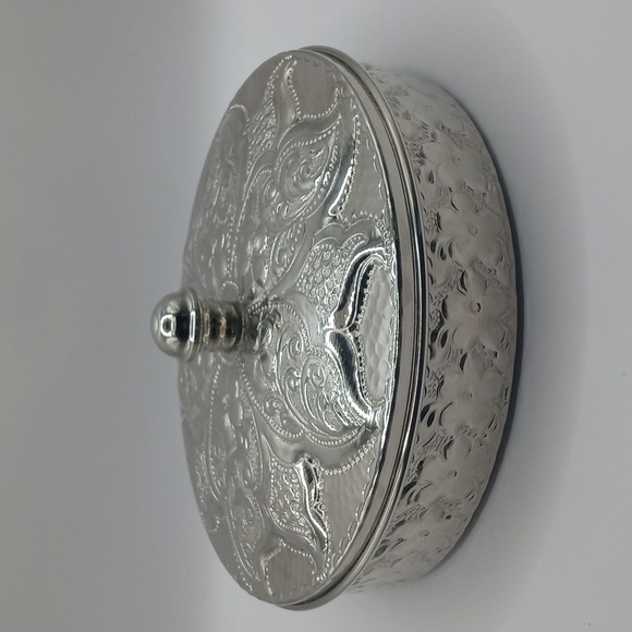 Accents | Vintage Silver Large Floral Lidded Round Container | Poshmark